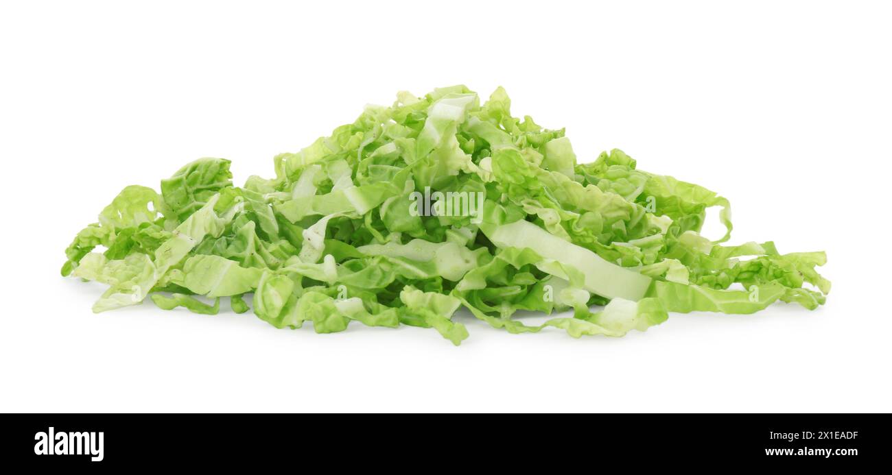Pile of shredded fresh Chinese cabbage isolated on white Stock Photo ...