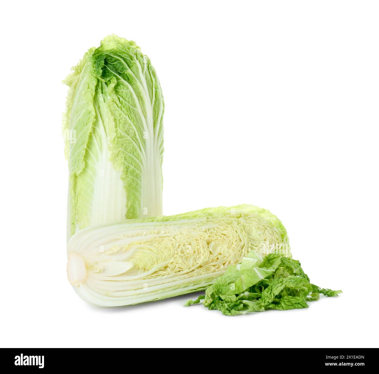 Fresh whole and cut Chinese cabbages isolated on white Stock Photo - Alamy