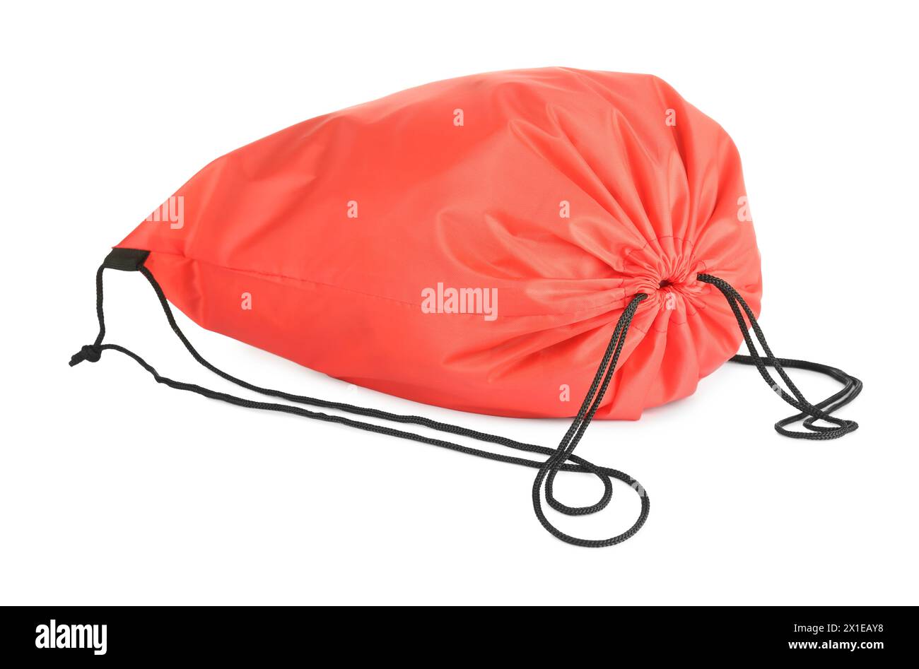 One red drawstring bag isolated on white Stock Photo - Alamy