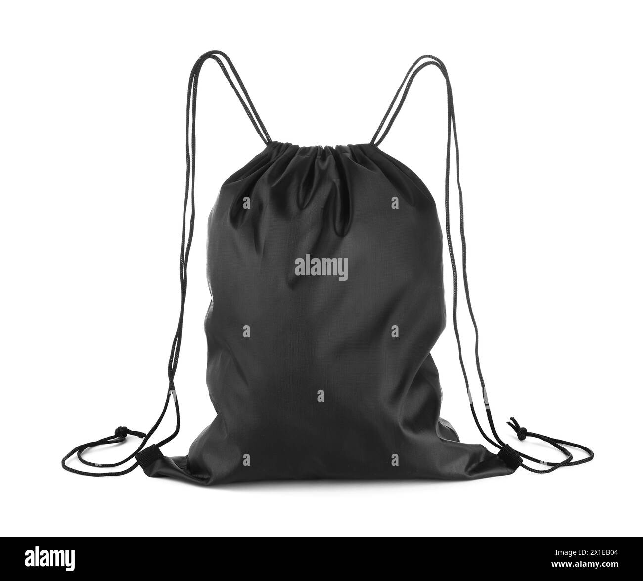 One black drawstring bag isolated on white Stock Photo - Alamy