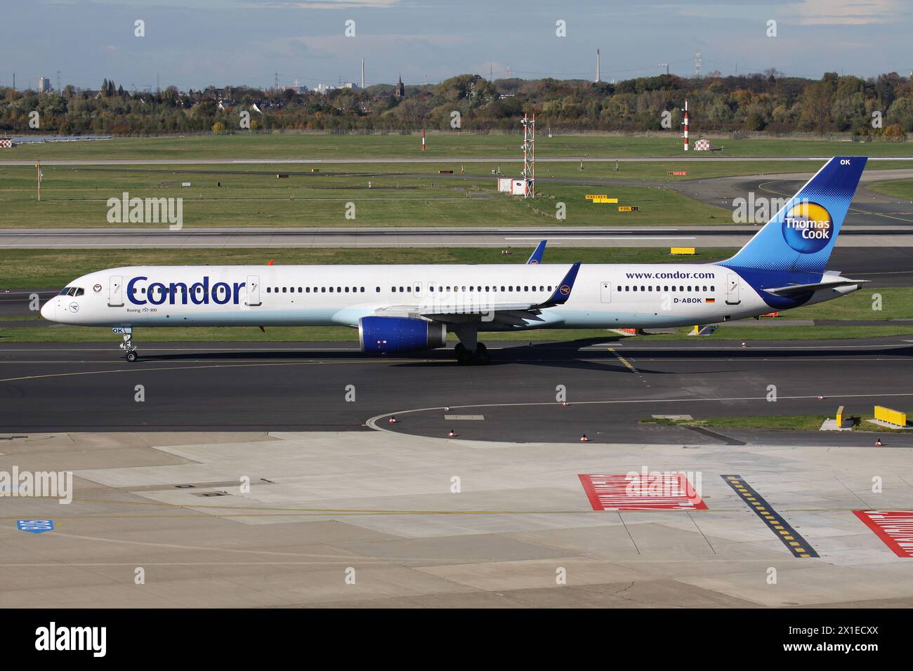 German Condor Boeing 757-300 with registration D-ABOK on taxiway at ...
