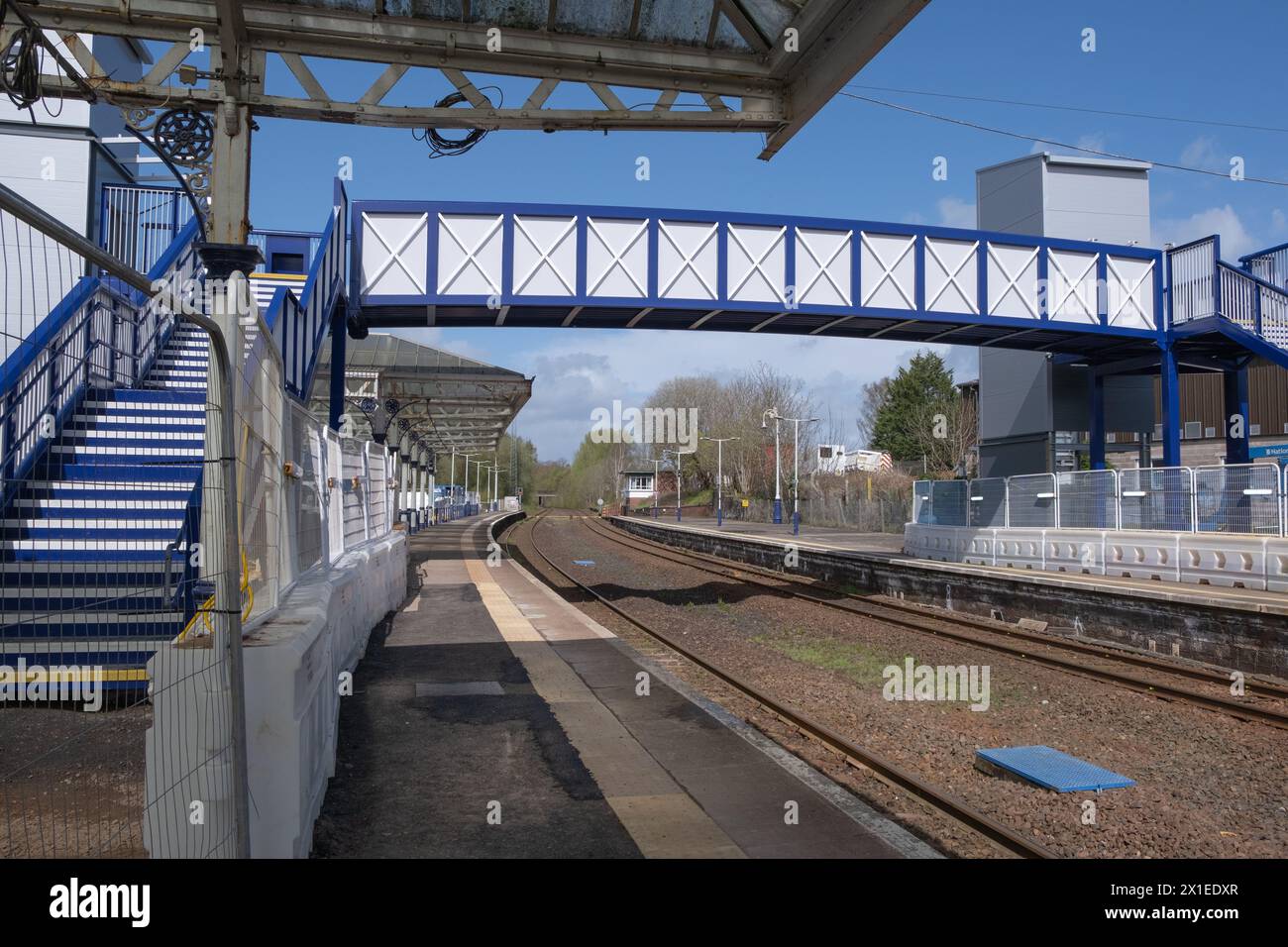 A new railway station footbridge is under construction in Dumfries ...
