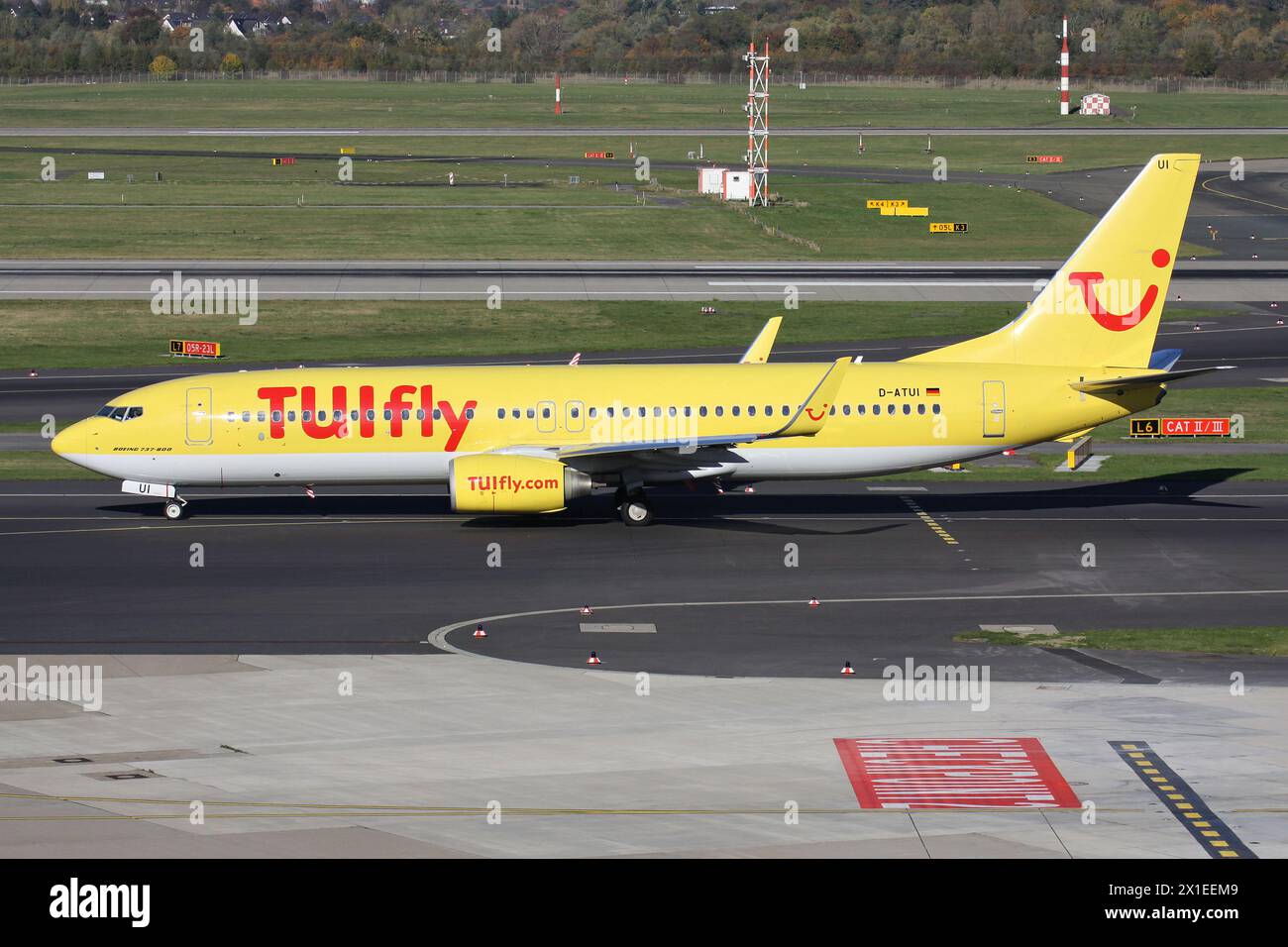 German TUIfly Boeing 737-800 with registration D-ATUI on taxiway at ...