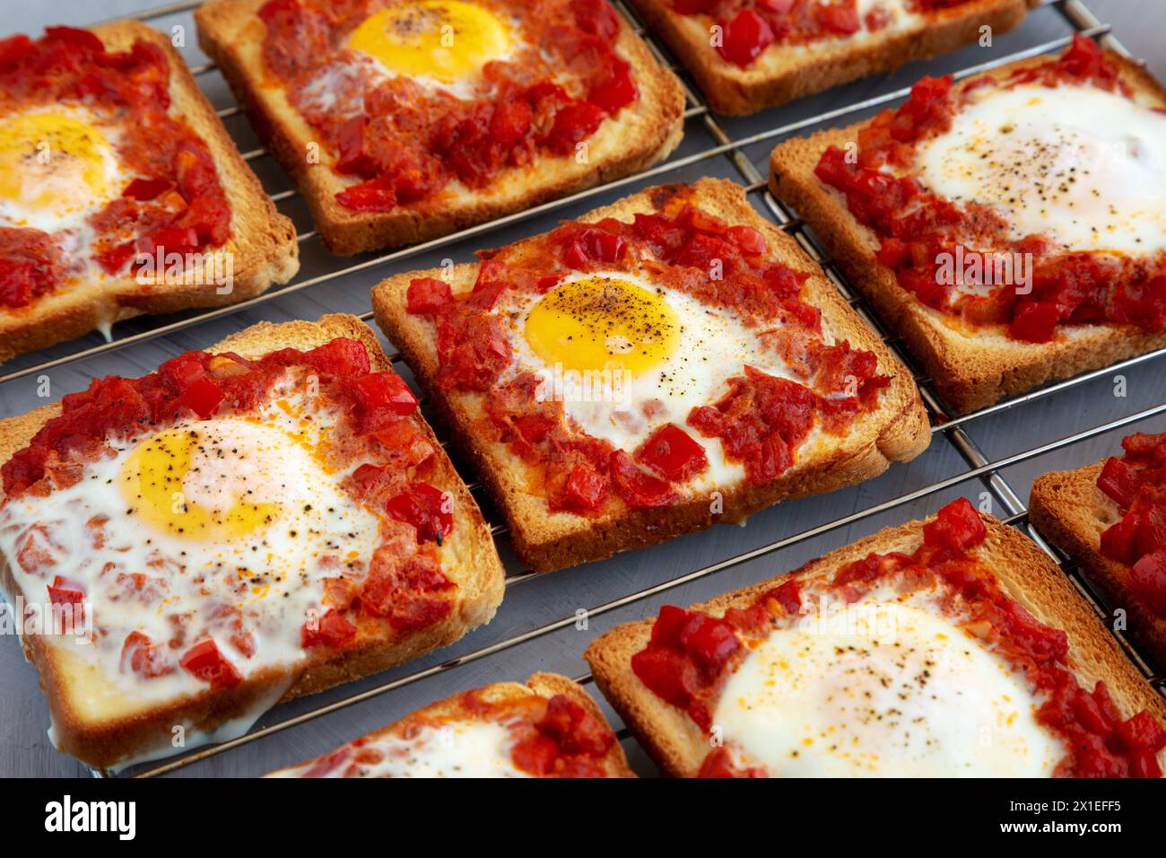Homemade Sheet-Pan Shakshuka Toast, side view Stock Photo - Alamy