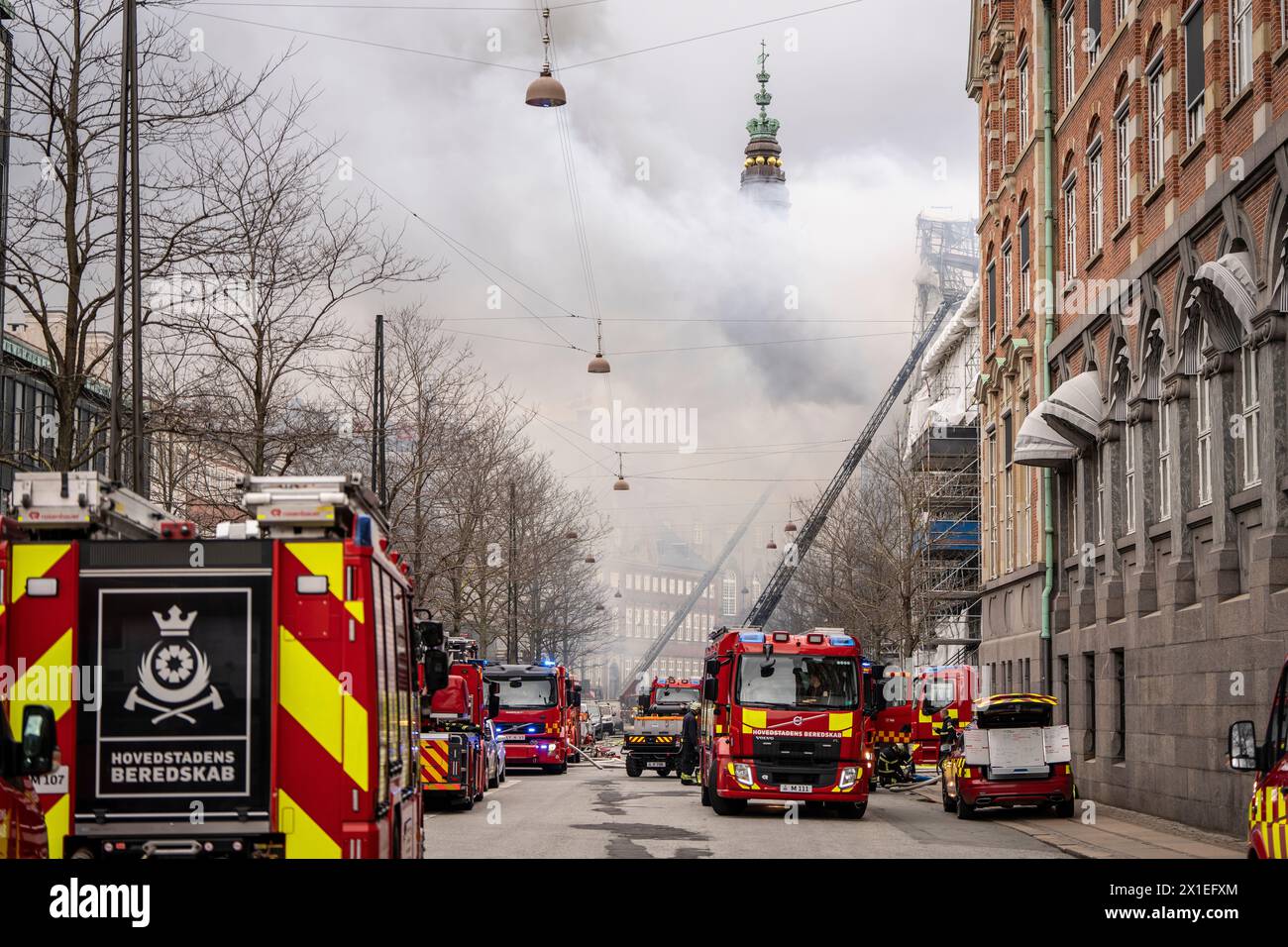 The Stock Exchange is on fire in Copenhagen on Tuesday, April 16, 2024 ...