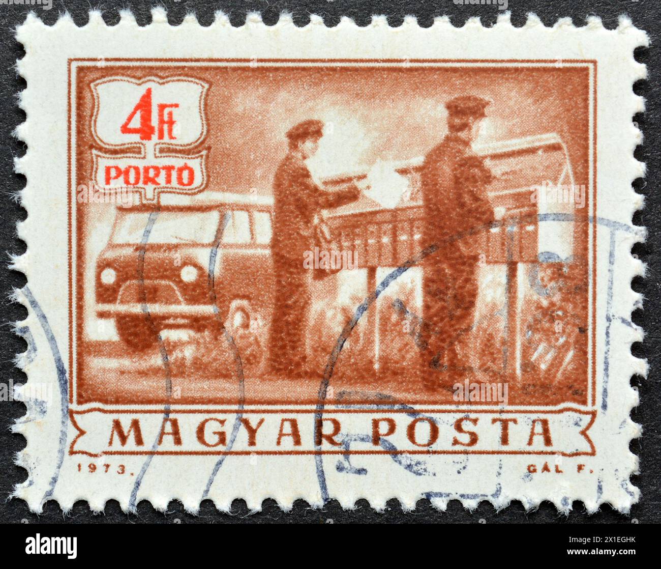 Cancelled postage stamp printed by Hungary, that shows Postage due ...