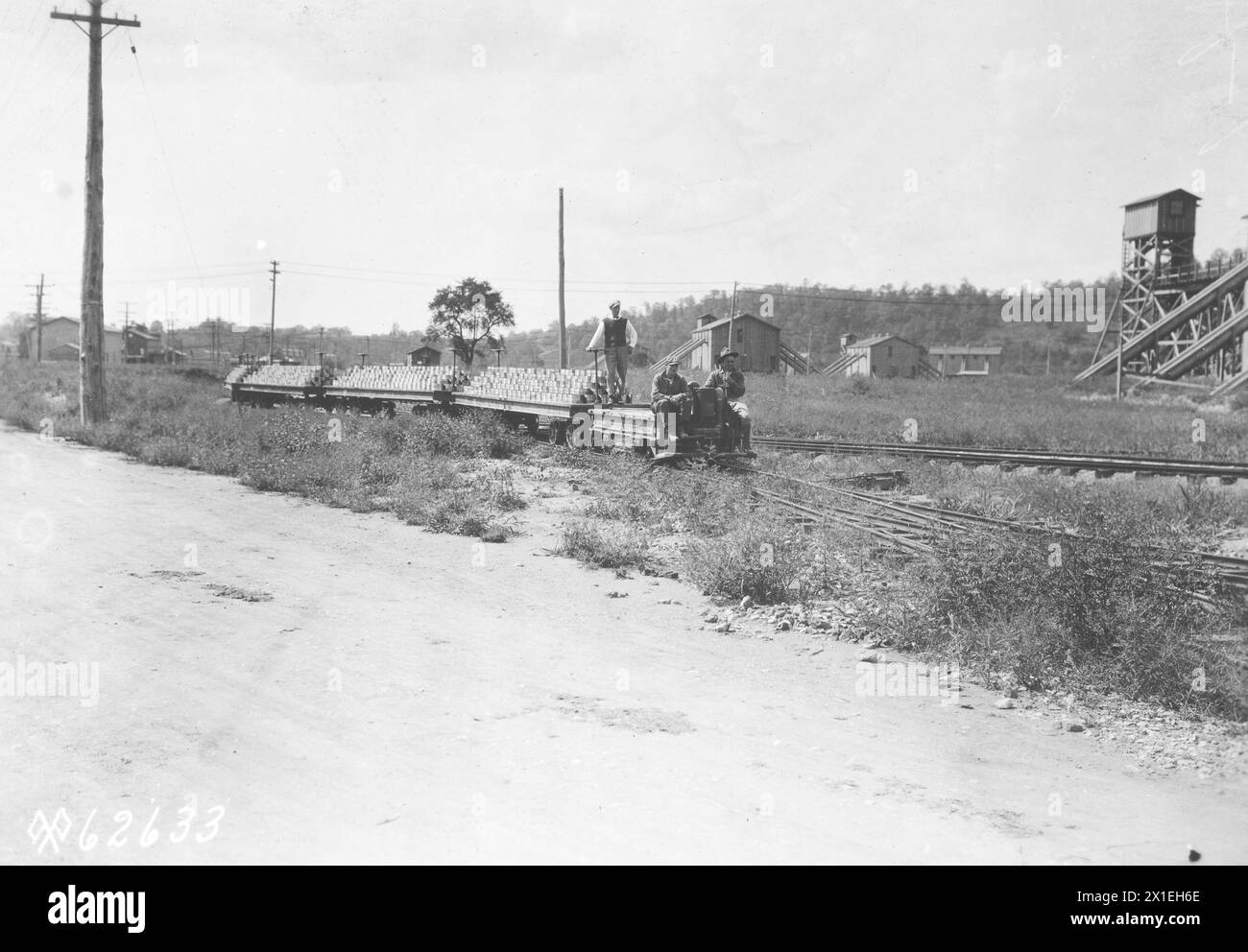 Nitro West Virginia. Narrow gauge railroad hauling load of copper ca ...