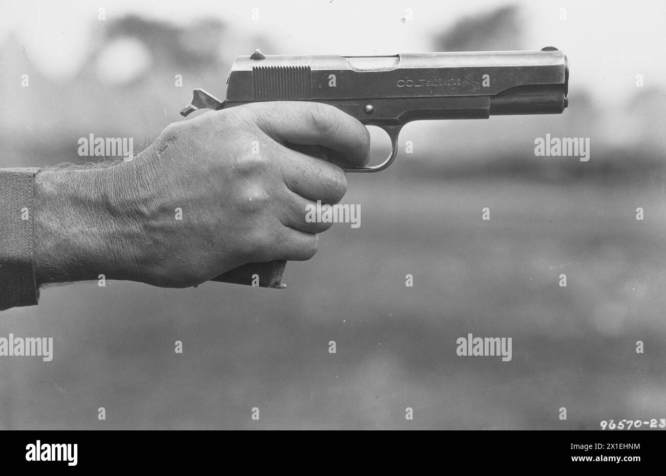 Camp Perry Rifle Matches, August, 1931. Close-up of pistol, automatic ...