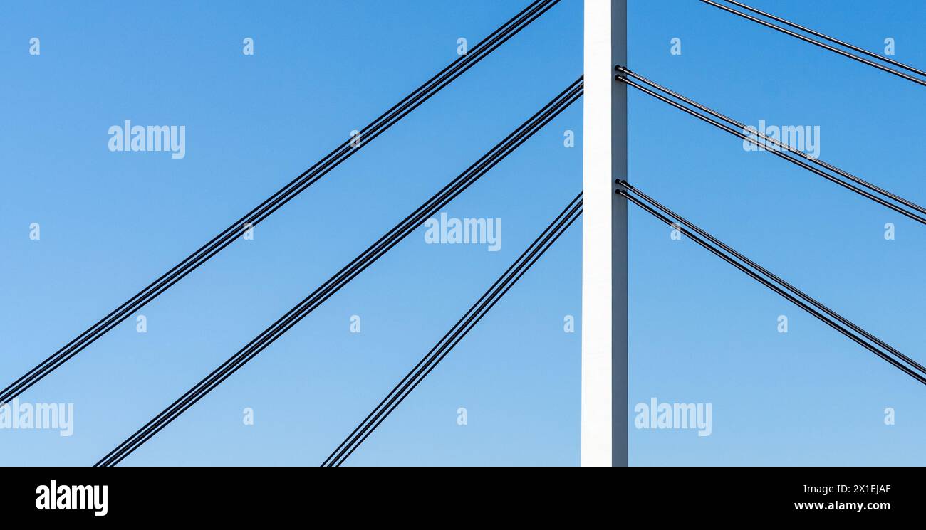 Close-up construction elements of pylon cable-stayed bridge Stock Photo ...