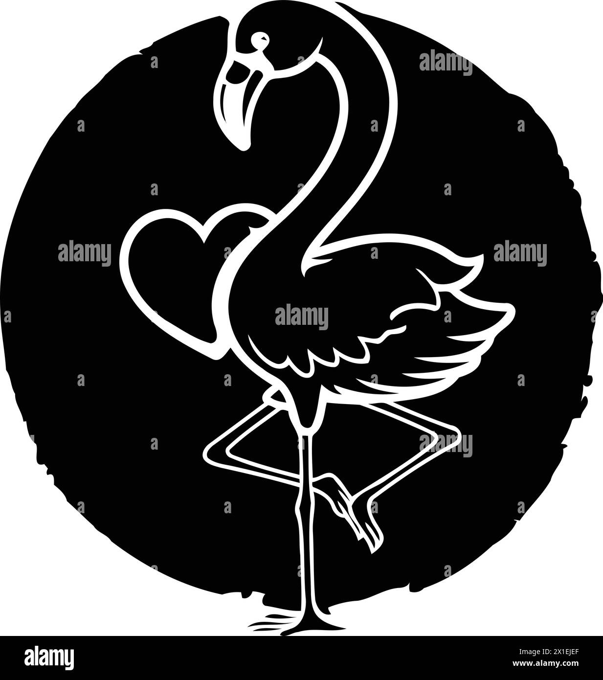 Flamingo with red heart on blue background. Vector illustration Stock ...