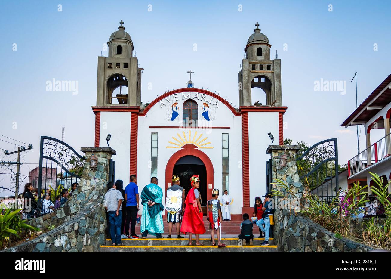 Easter play at a church. Oaxaca, Mexico Stock Photo - Alamy