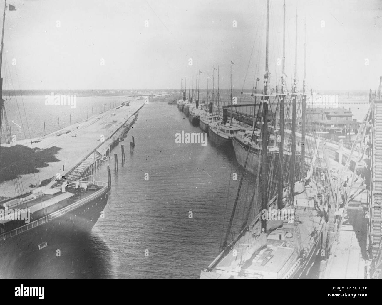 Original caption: Cuban Occupation 1898-1900. Transports at Port Tampa ...
