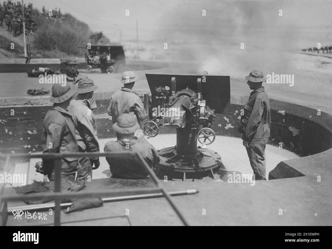 Coast Defense Operations, Fortress Monroe, VA - Soldiers firing a three ...
