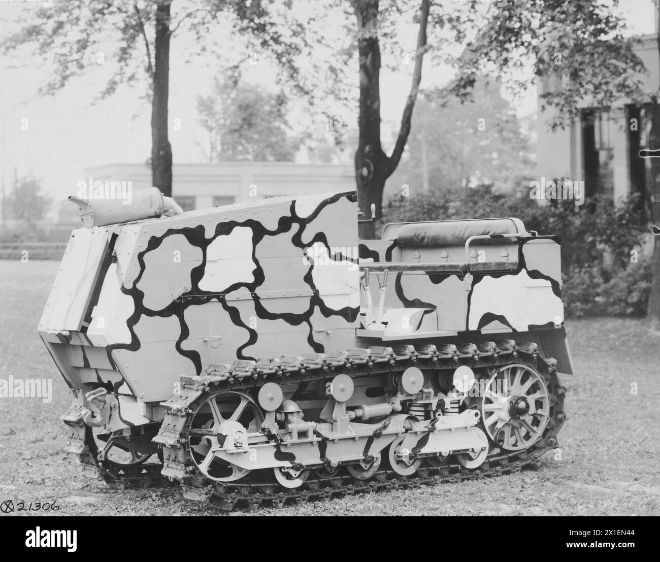 A 1917 model 5 ton artillery tractor with a camouflage cloak ca. 1918 ...
