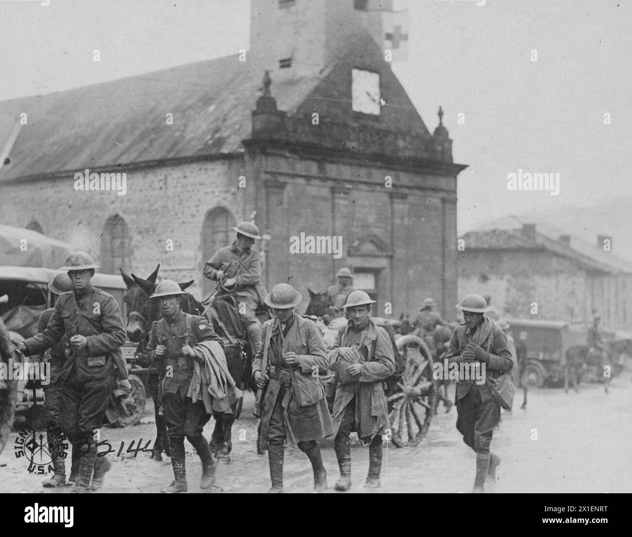 Men of the 317th infantry, 80th Division, on their way to a new ...