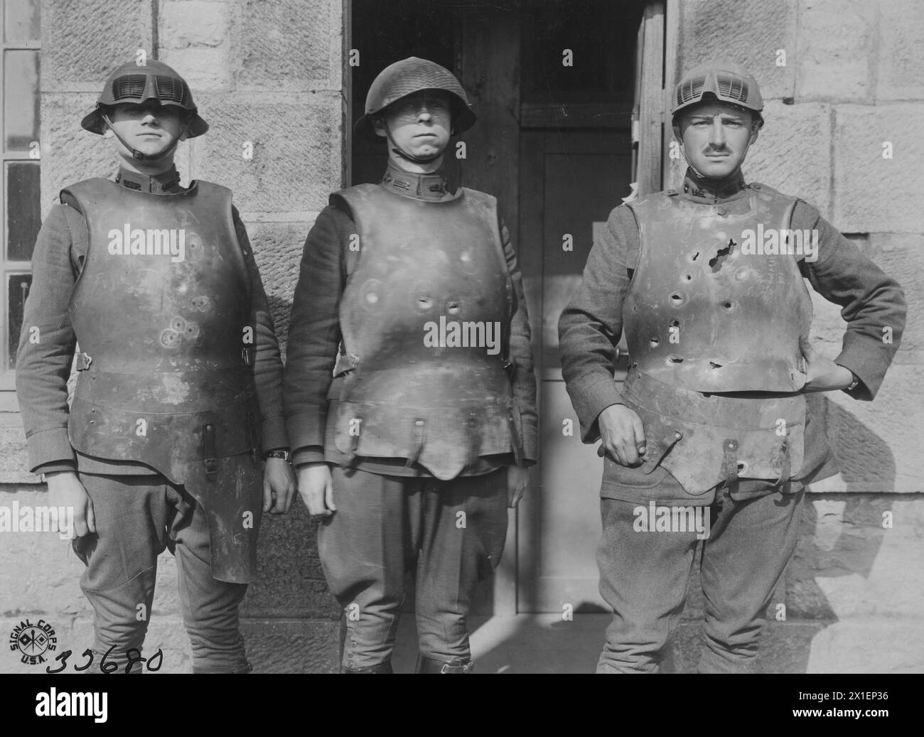 Three men who participated in a body armor test. Men wearing heavy ...