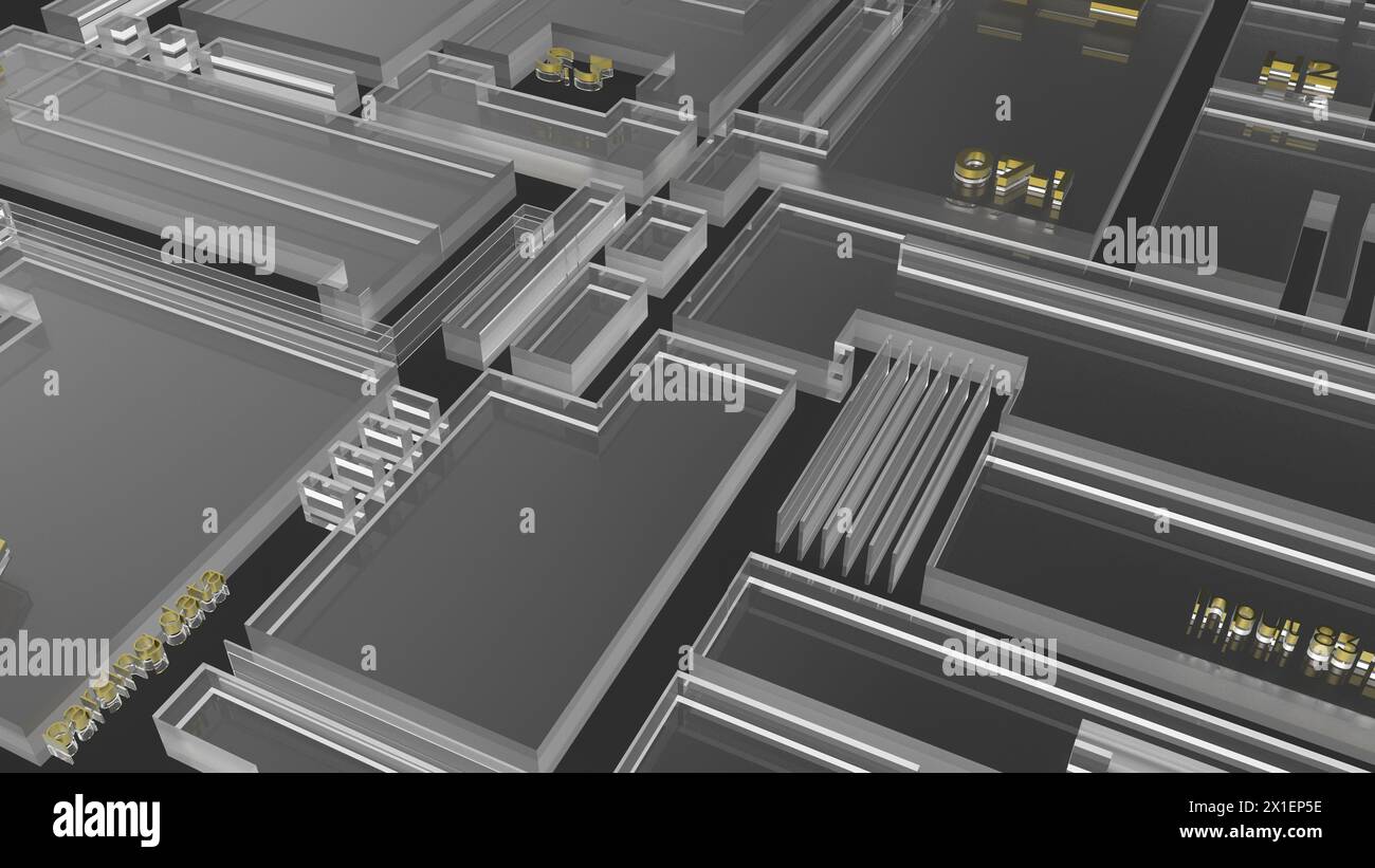 Abstract Block Diagram Of A Microchip Squared Shaped Design Abstract Representation Of