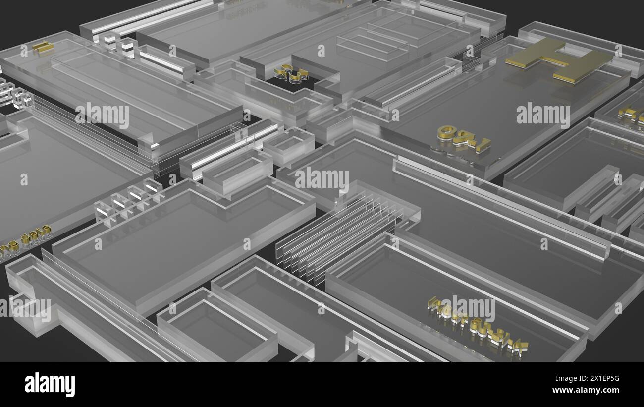 Abstract Block Diagram Of A Microchip Squared Shaped Design Abstract Representation Of