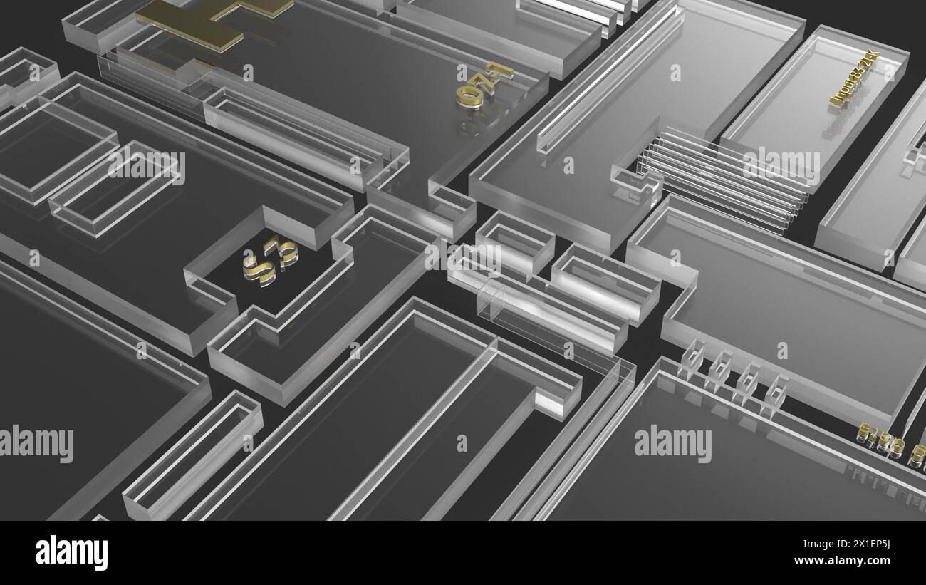 Abstract Block Diagram Of A Microchip Squared Shaped Design Abstract Representation Of