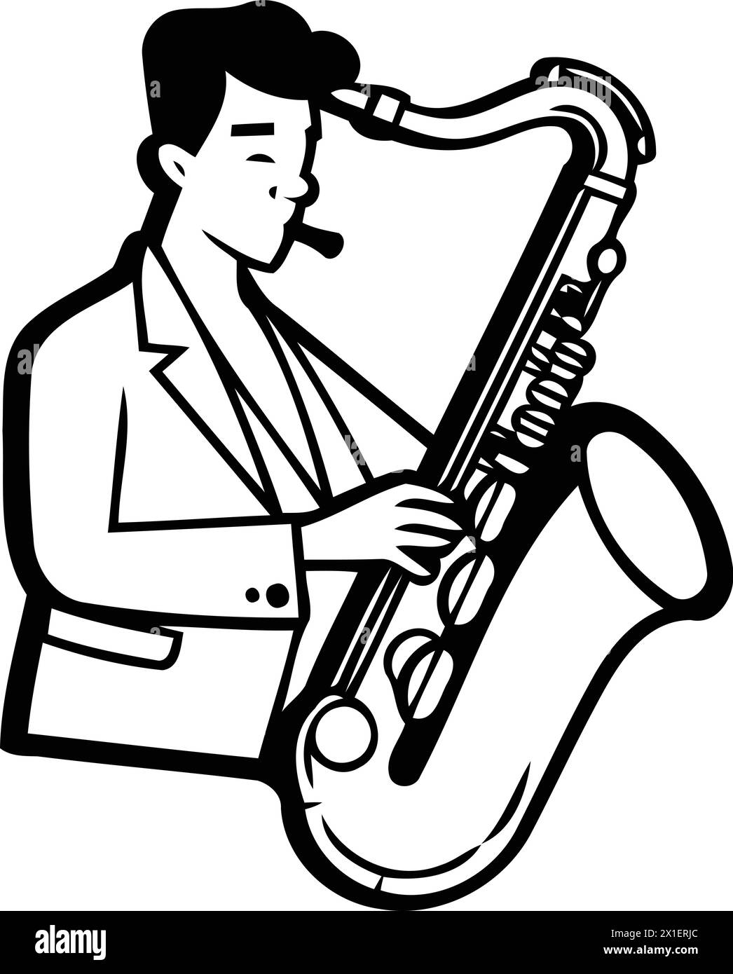 Saxophone player. jazz musician. Vector illustration in flat cartoon ...
