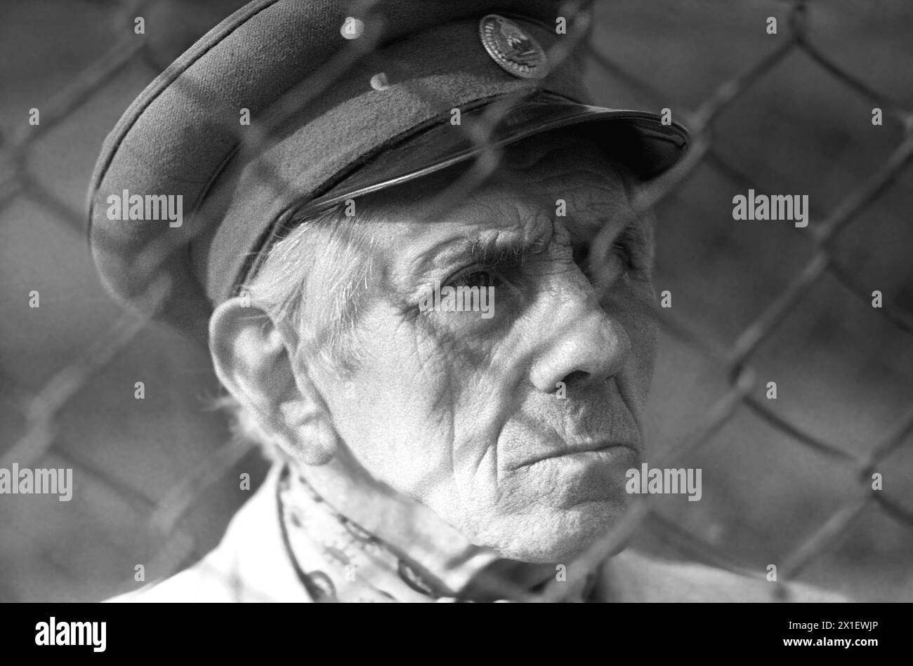 Socialist Republic of Romania in the 1970s. Portrait of an elderly army ...