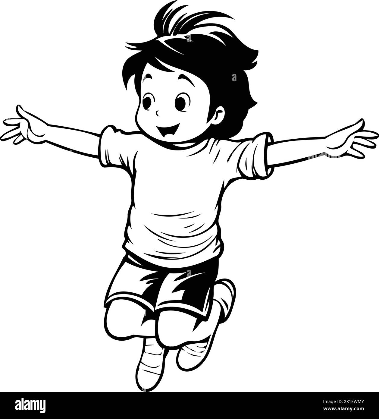 Illustration of a little boy jumping isolated on a white background ...