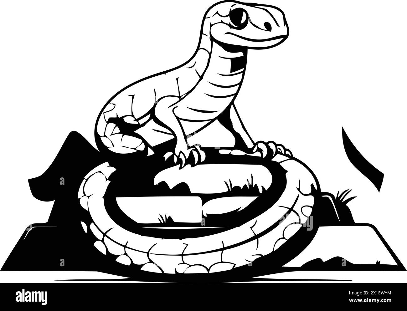 Cute snake in the desert. Vector illustration. Cartoon style Stock ...