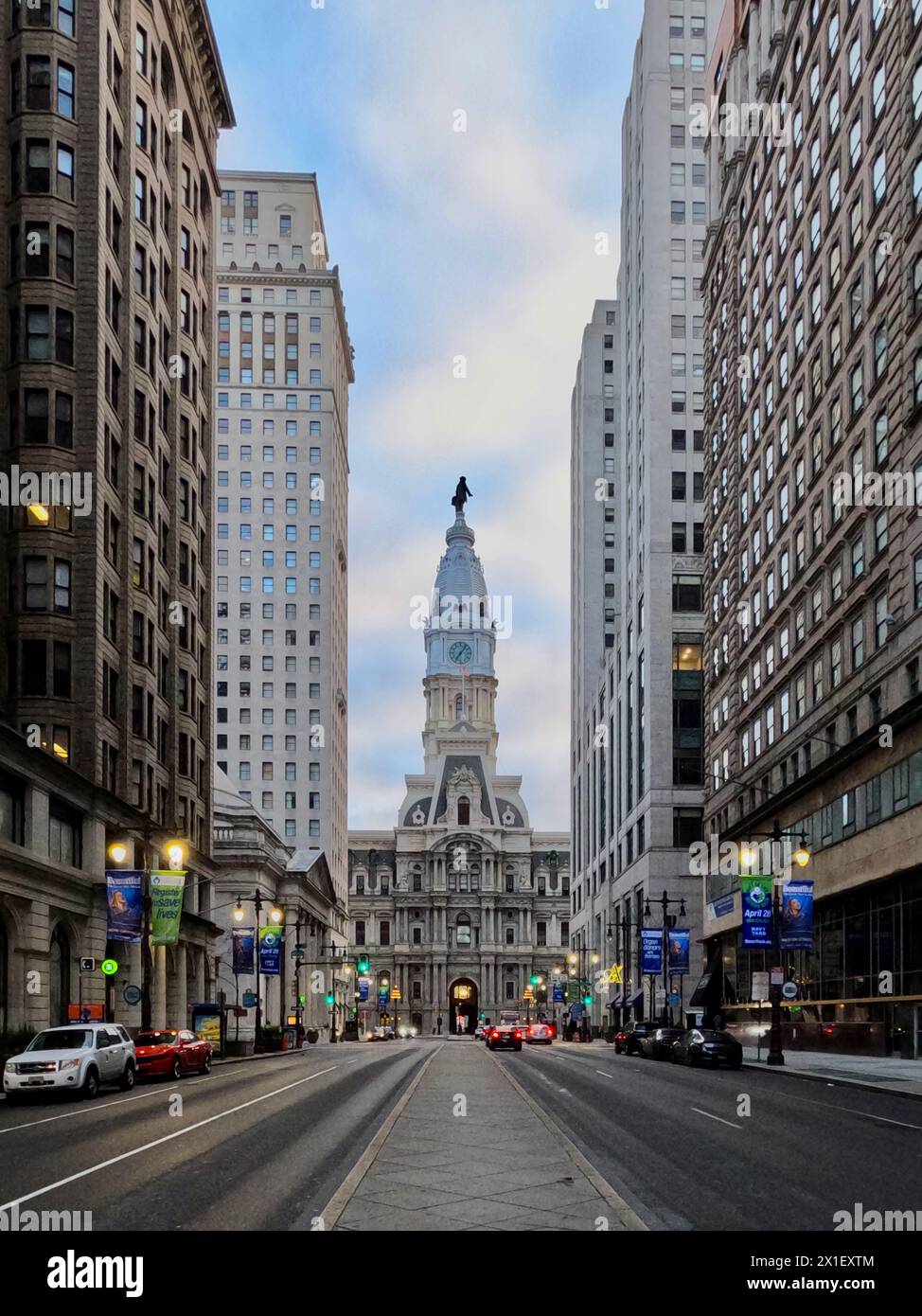 Skyscrapers along South Broad Street frame Philadelphia City Hall Stock ...