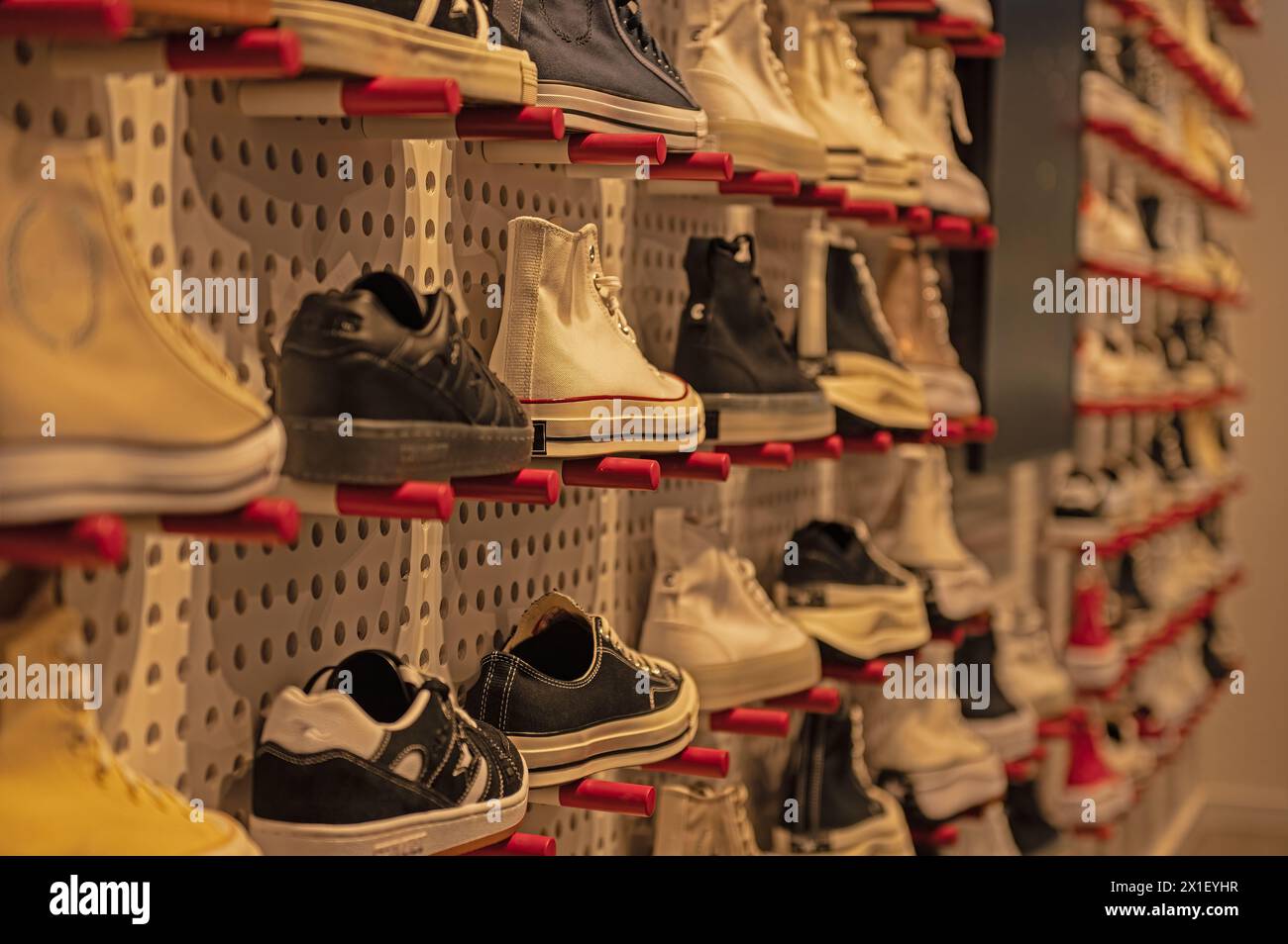 Shoes on display in a shoe shop Stock Photo - Alamy