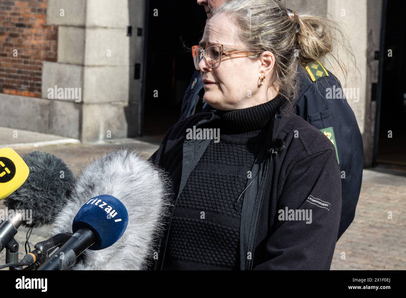 Head of the storage unit at the National Museum Camilla Bastholm speaks at a press conference ...