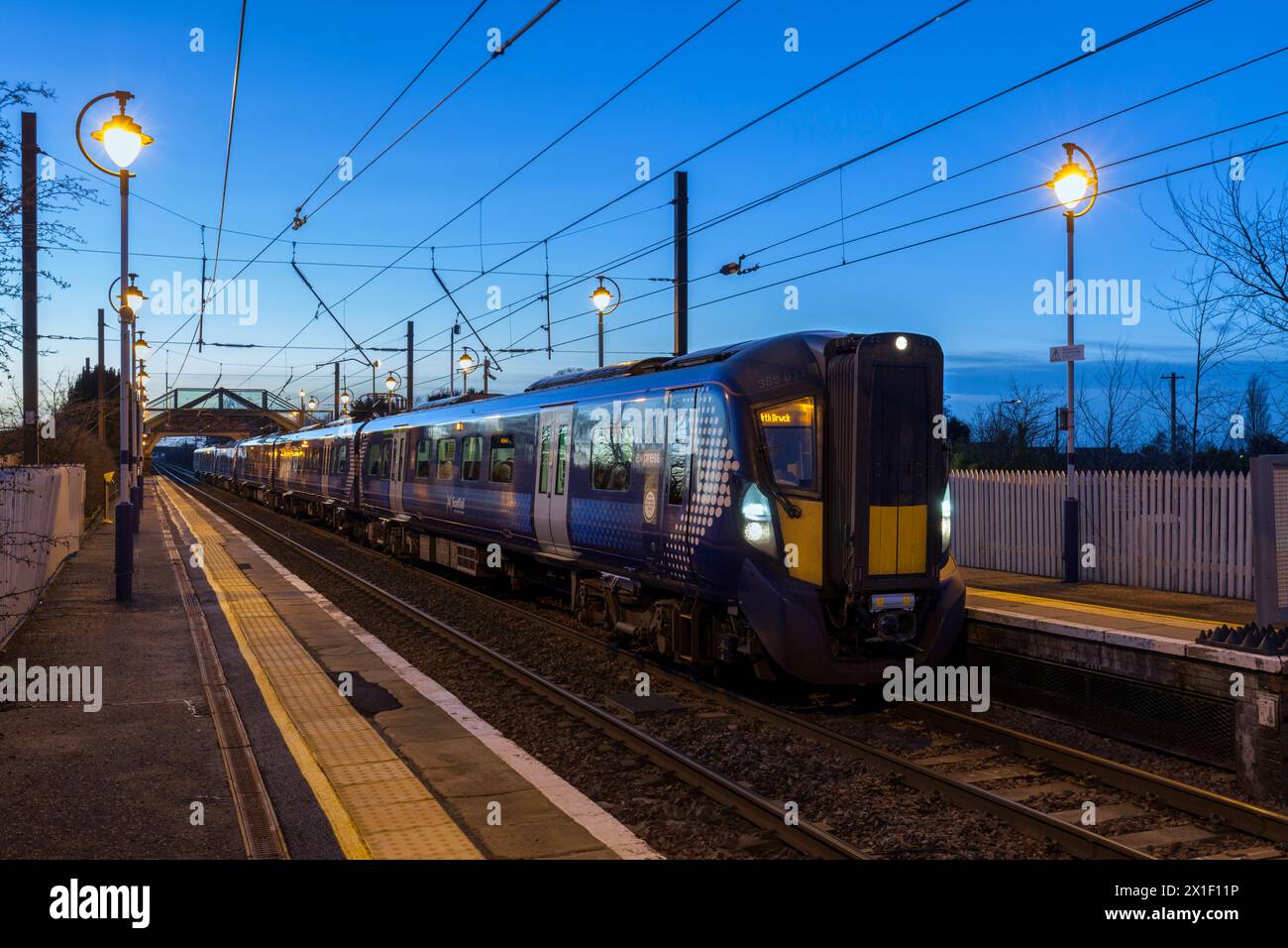 Scotrail Siemens class 385 electric multiple unit train at Drem railway station, East Lothian ...