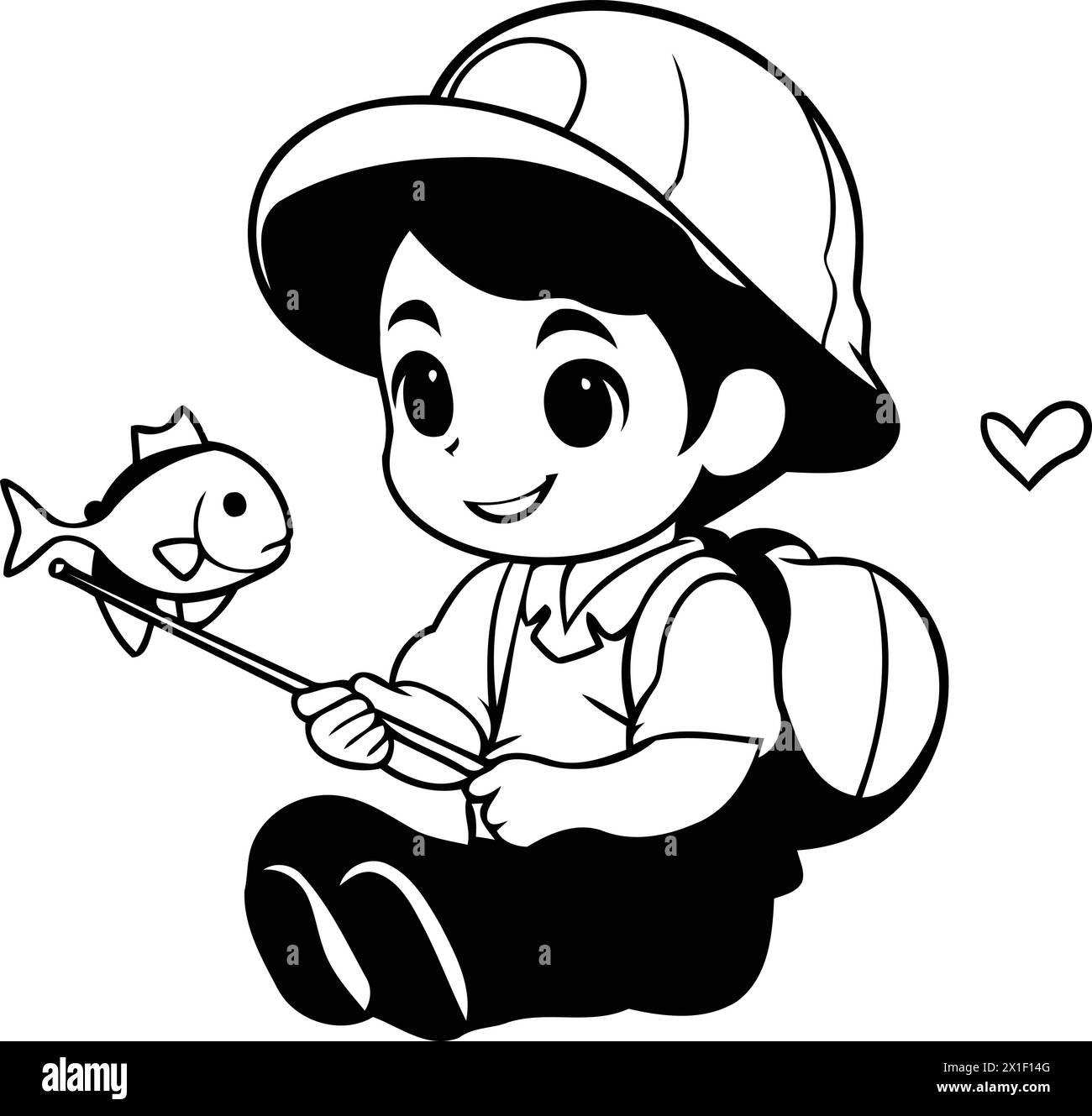 Boy fish fishing Stock Vector Images - Alamy