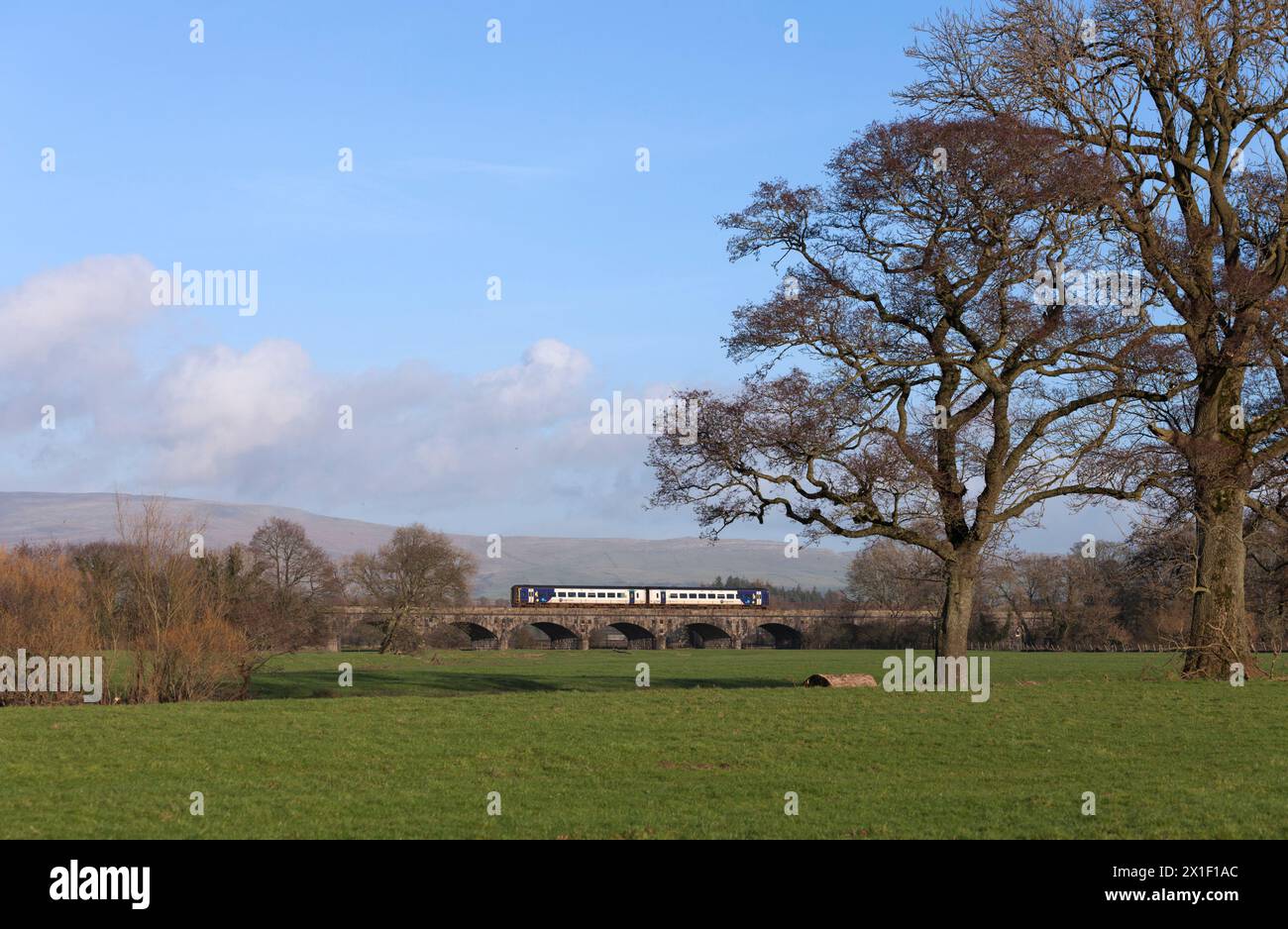 Northern Rail class 158 train 158902 crossing Melling viaduct on the ...