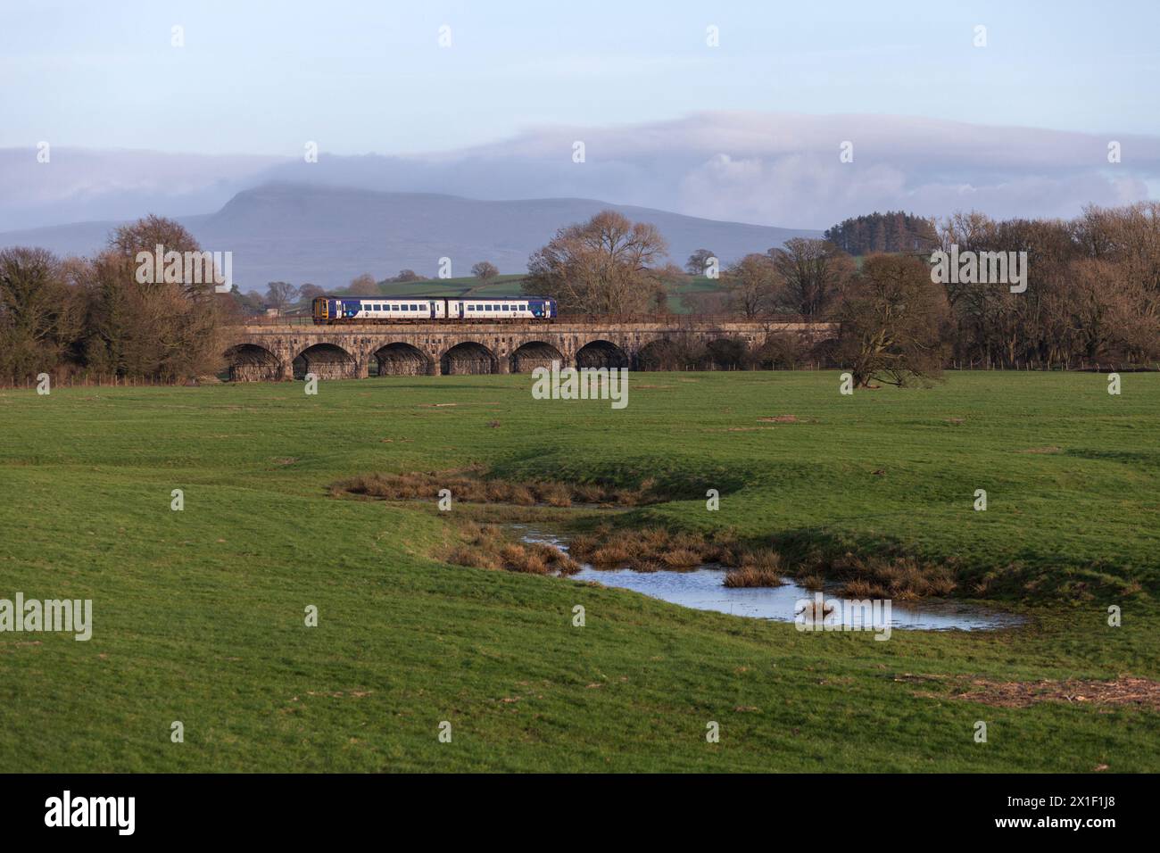 Northern Rail class 158 train 158795 crossing Melling viaduct on the ...