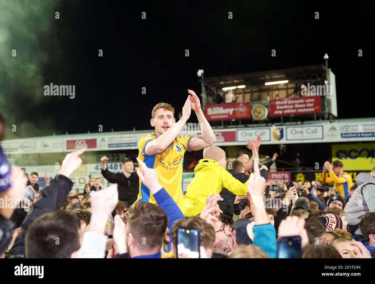 Mansfield Town's Elliott Hewitt and fans celebrate promotion to Sky Bet ...