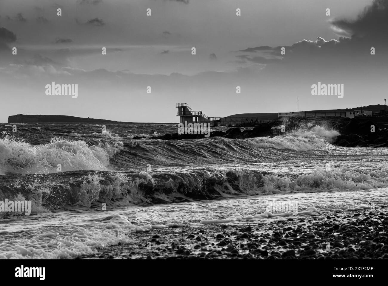 Blackrock Diving Tower with waves Stock Photo - Alamy