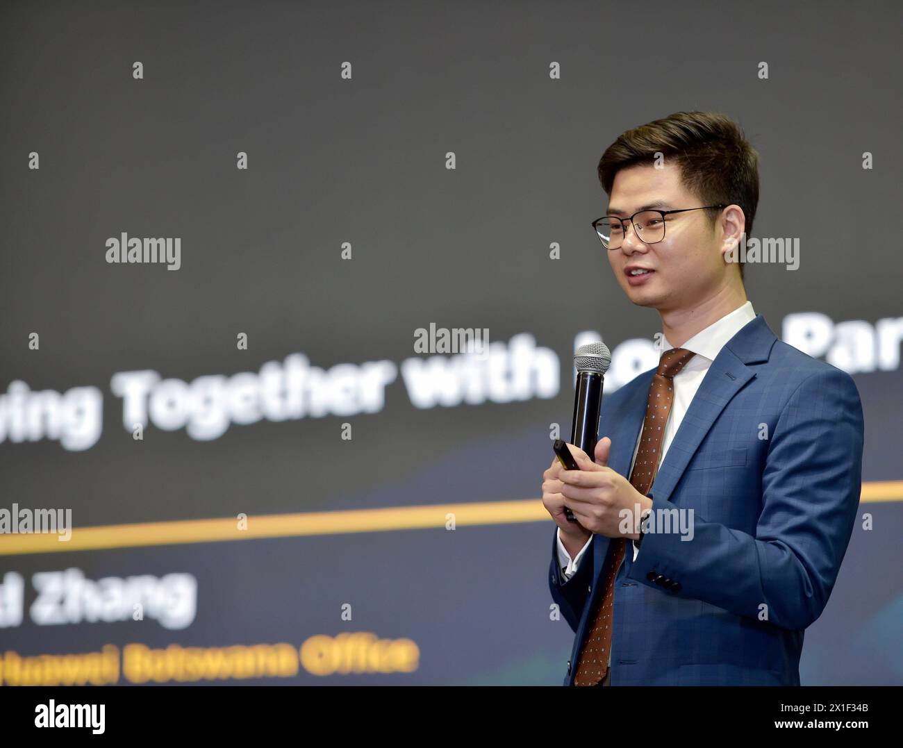 Gaborone, Botswana. 16th Apr, 2024. David Zhang, managing director of ...