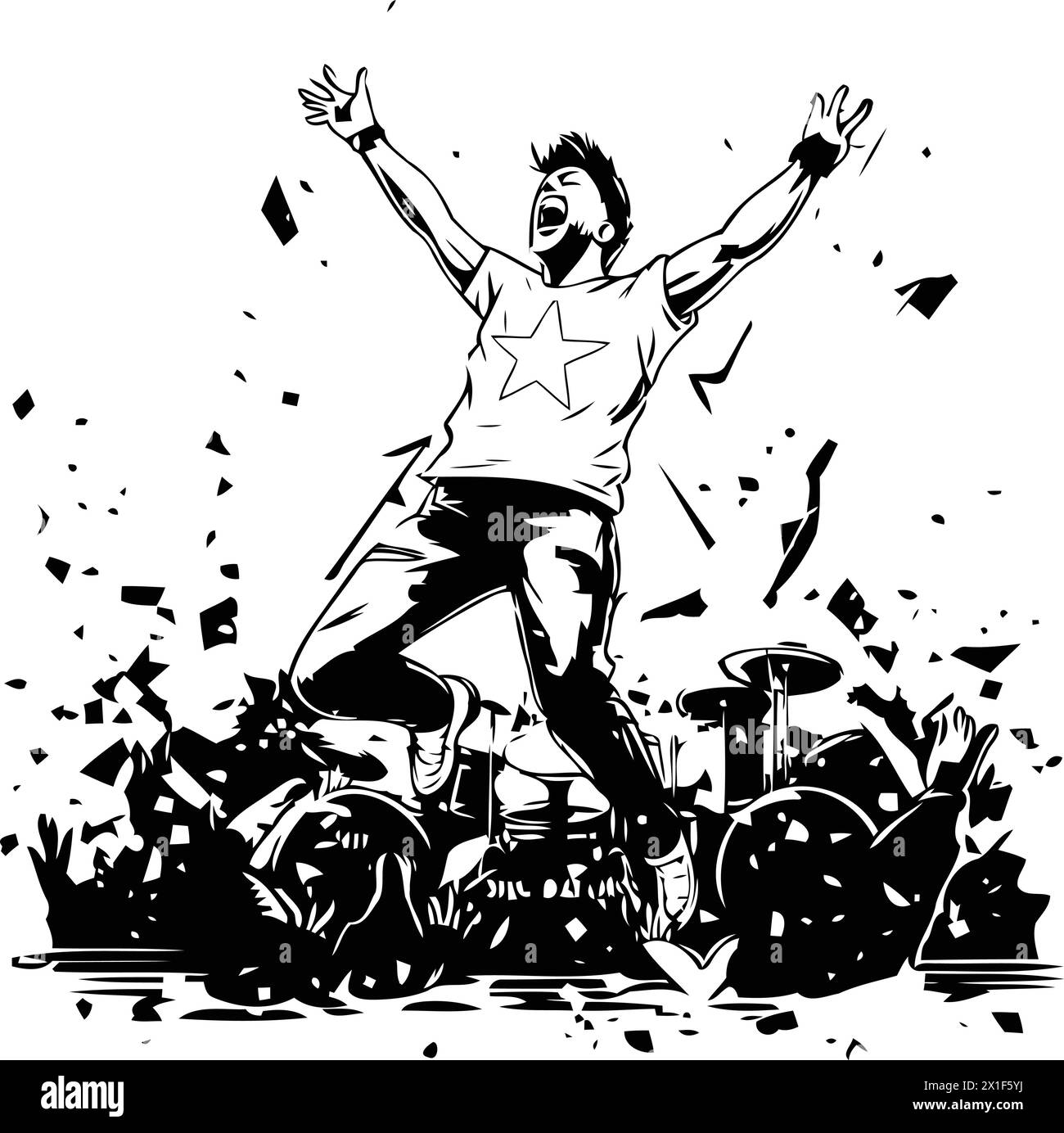 Crowd of people dancing and partying. Vector illustration for your ...