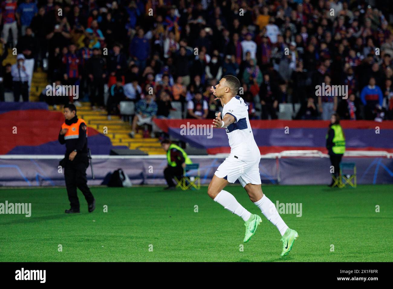 Barcelona, Spain. 16th Apr, 2024. Mbappe celebrates after scoring a ...