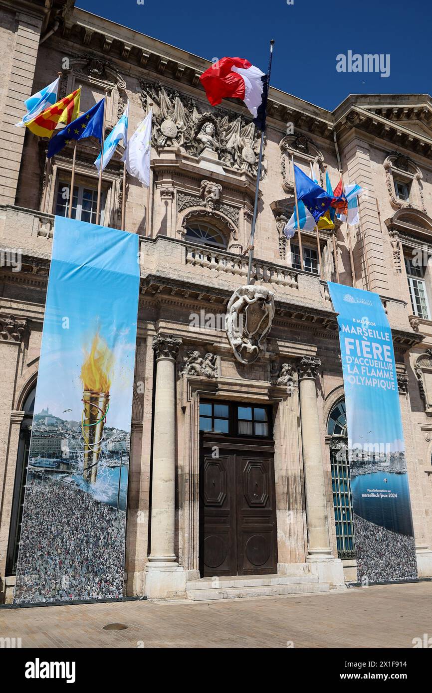 Marseille, France. 16th Apr, 2024. The new covering of the facade of ...