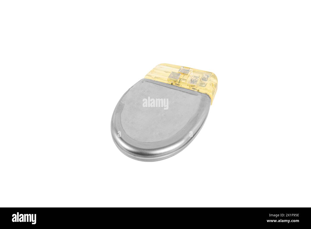 Pacemaker isolated on a white background. Heart battery. Close-up of ...