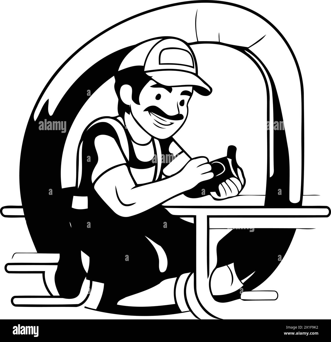 Vector illustration of a gamer playing video games on the console ...