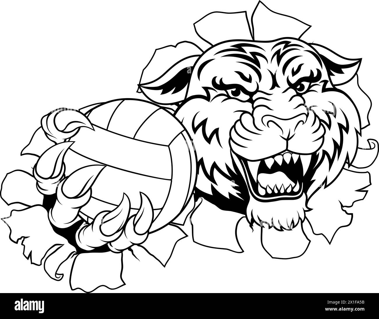 Tiger Volleyball Volley Ball Animal Sports Mascot Stock Vector Image ...