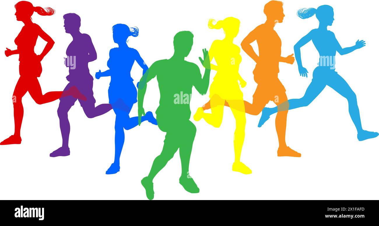 Silhouette Runners Running Sports Silhouettes Set Stock Vector Image ...