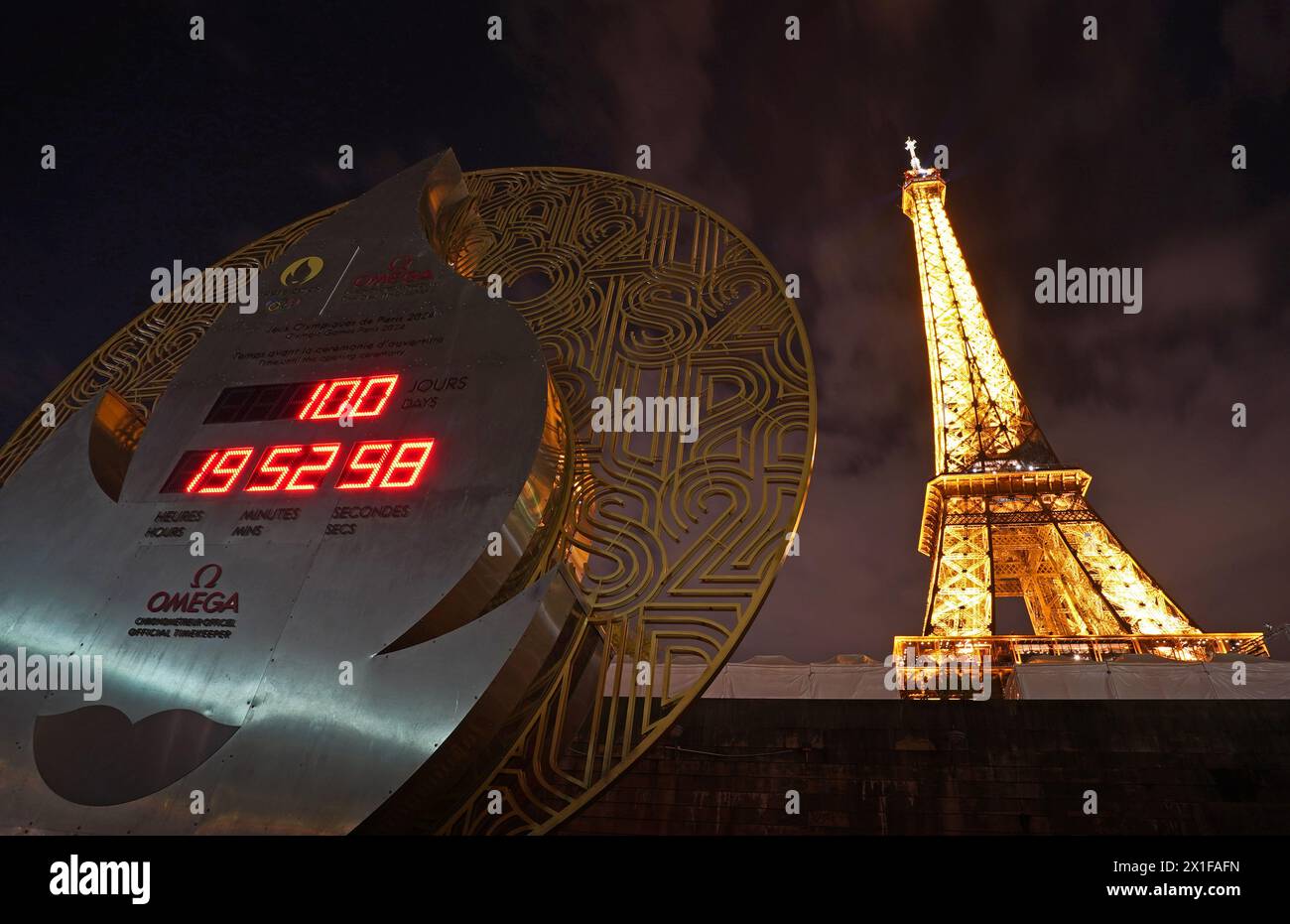 The Paris 2024 Countdown Clock near the Eiffel Tower in Paris, France ...