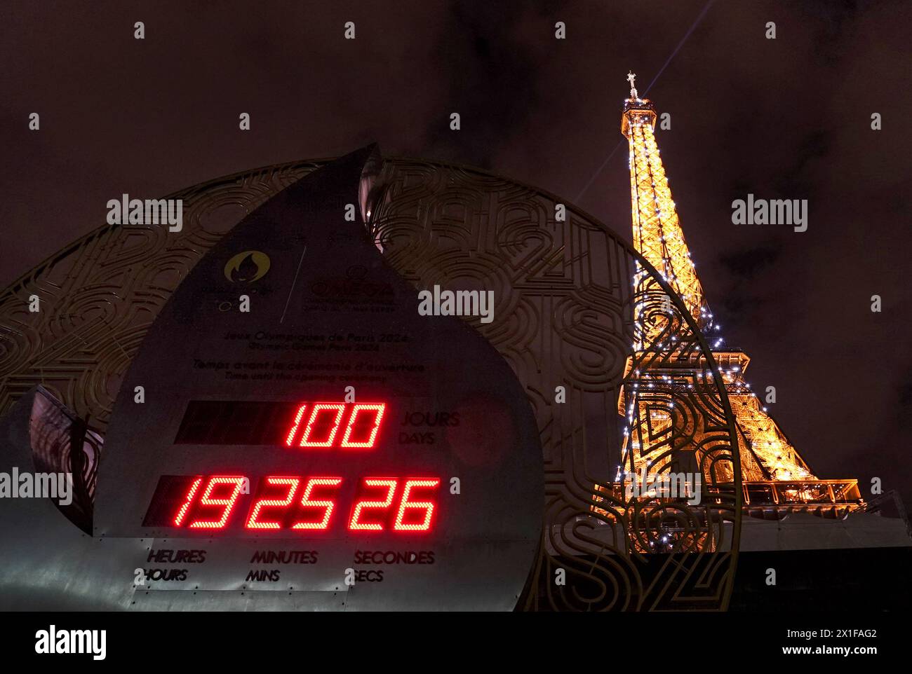 The Paris 2024 Countdown Clock near the Eiffel Tower in Paris, France ...