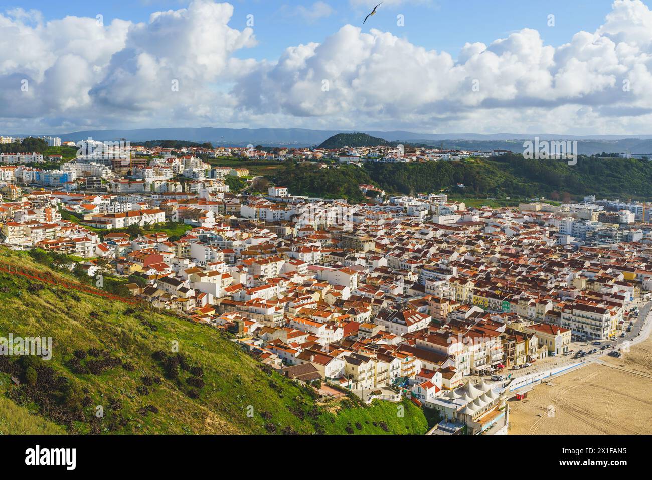 Bird's-eye view captures the sprawling mosaic of Nazare's urban grid ...