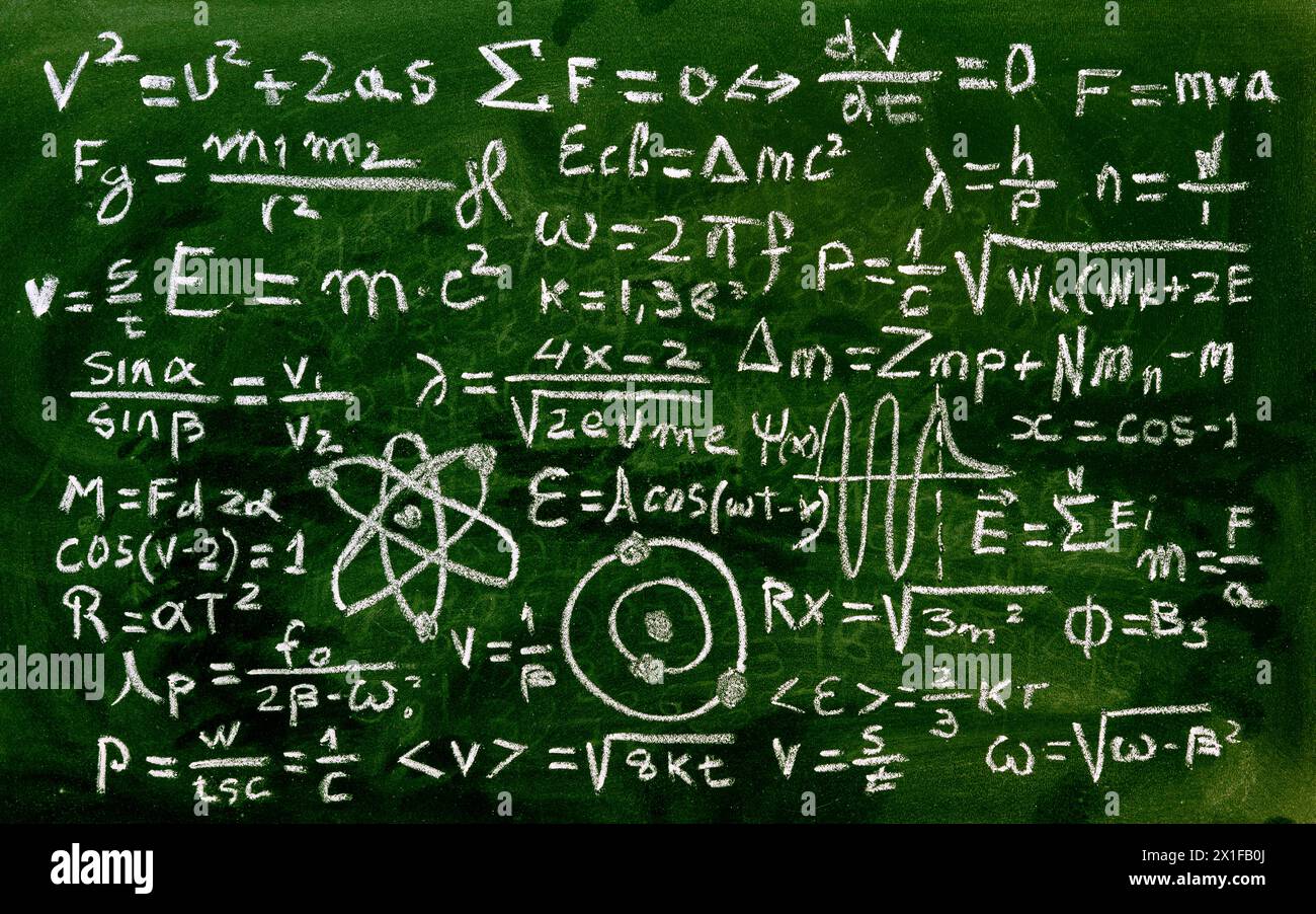 Operaciones matemáticas y formulas de física cuántica escritas con una ...