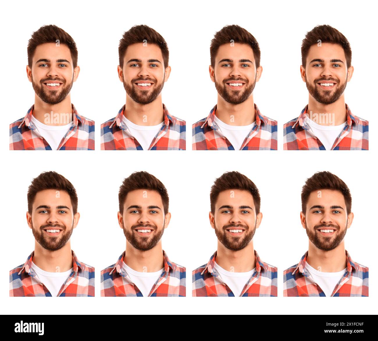 Passport photo, collage. Man on white background, set of photos Stock ...