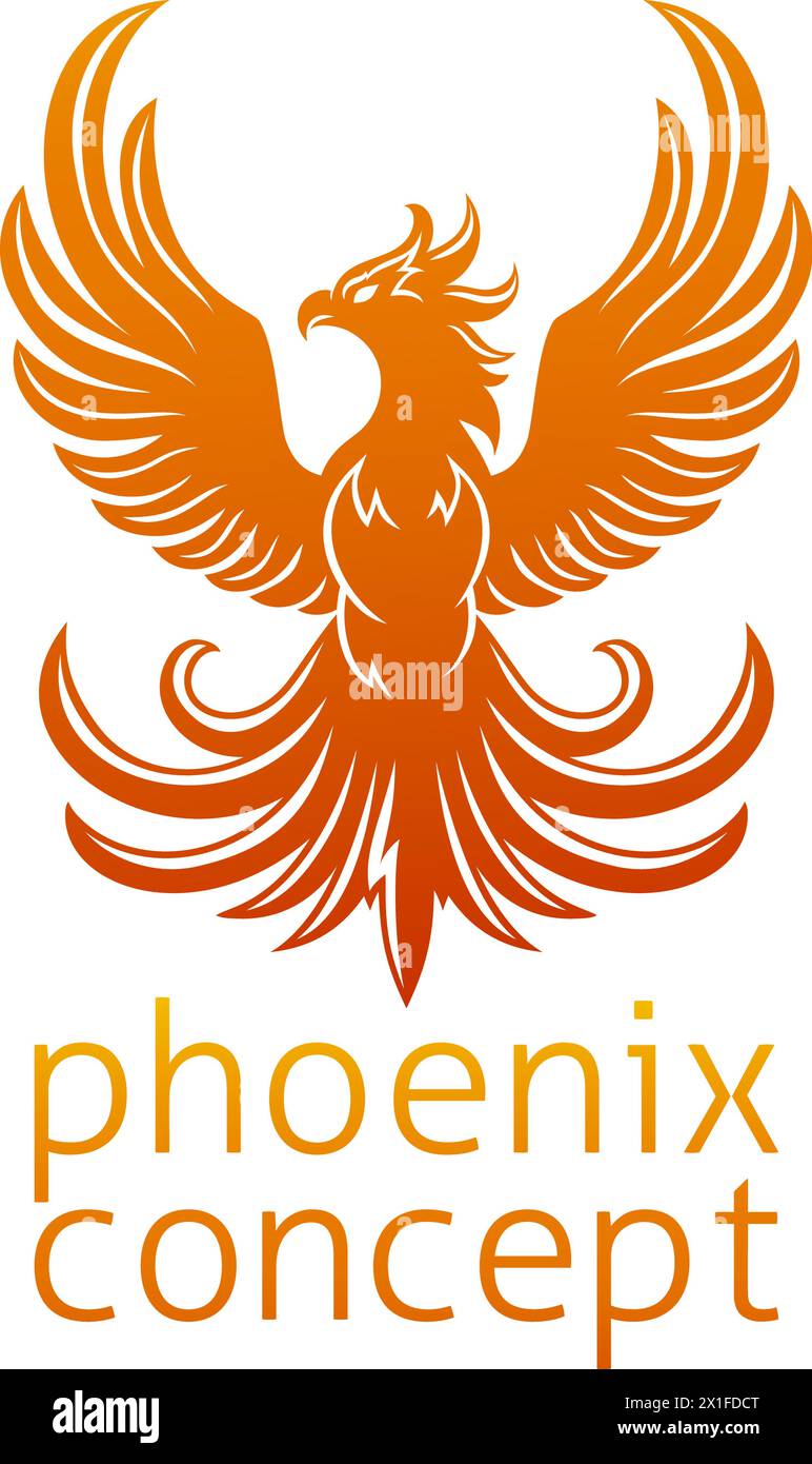 Phoenix Fire Bird Rising Wings Spread Eagle Stock Vector Image & Art ...